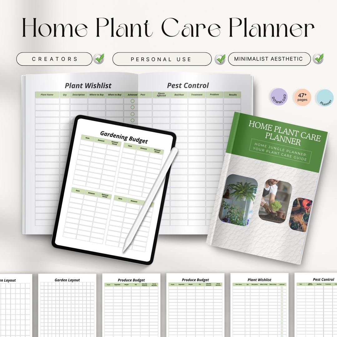Home Plant Care Planner Printable: Indoor Garden Journal (digital PDF ...