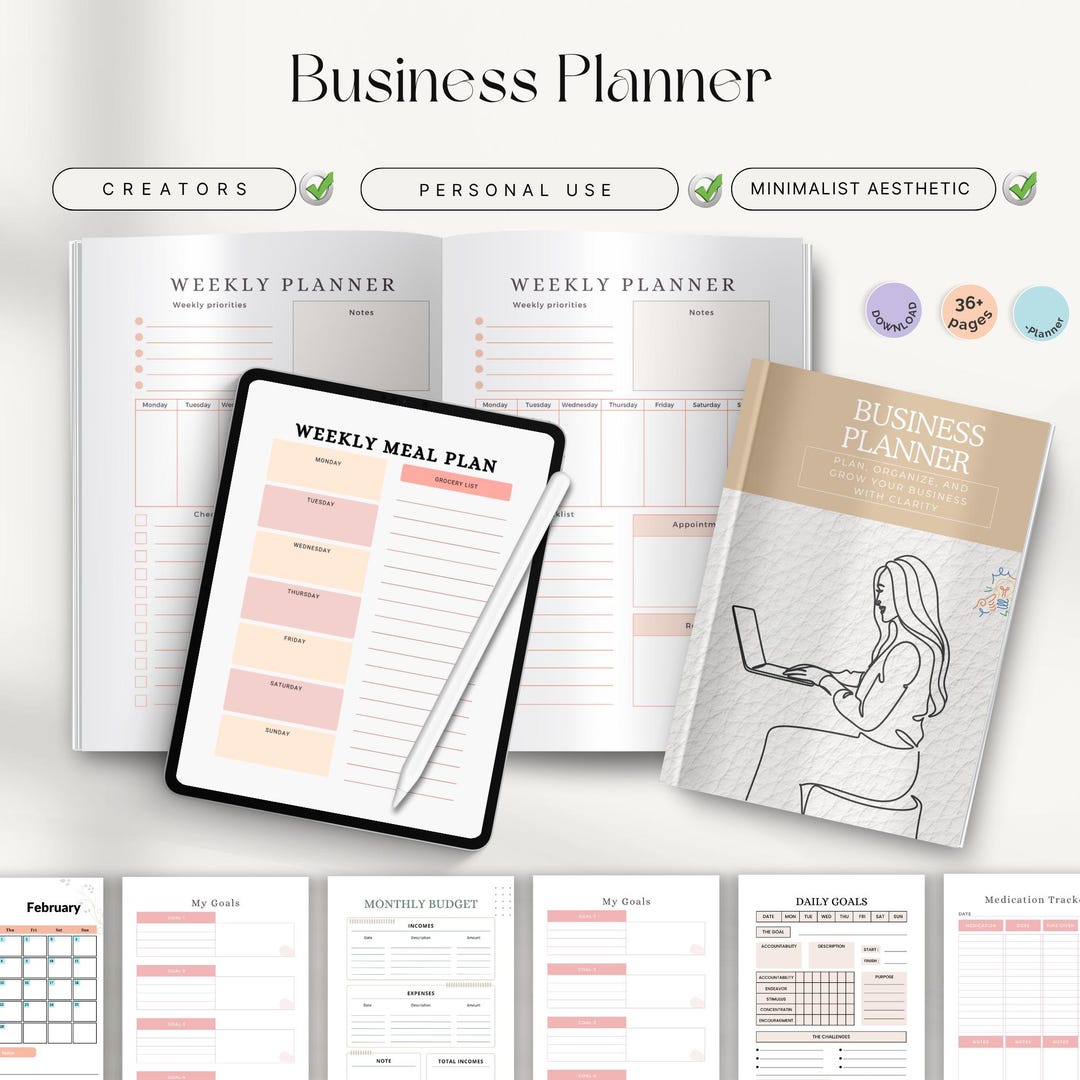 Business Planner Printable, Small Business Organizer, Entrepreneur Goal ...
