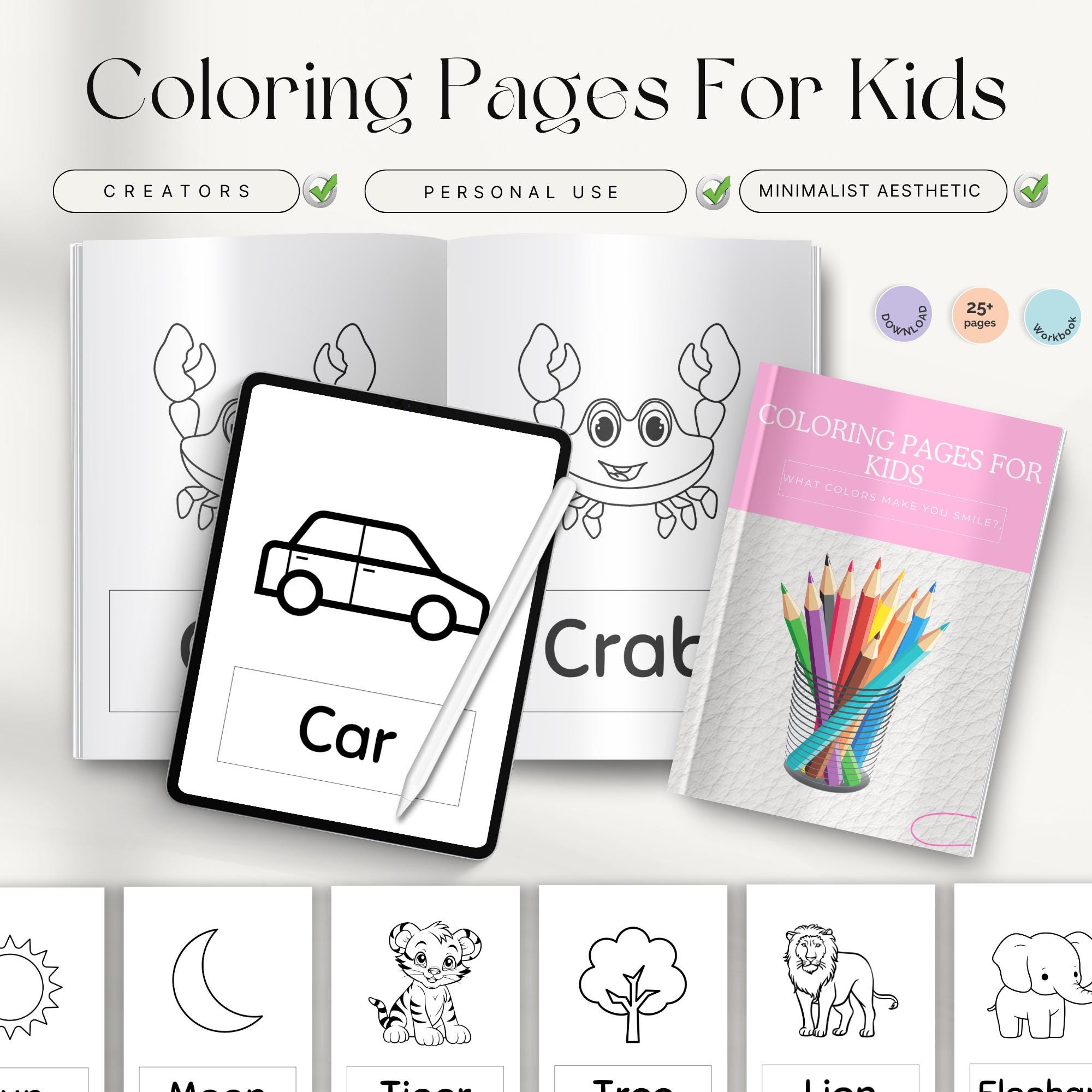Kids' Printable Coloring Pages: Fun Creative Activity Sheets (digital ...