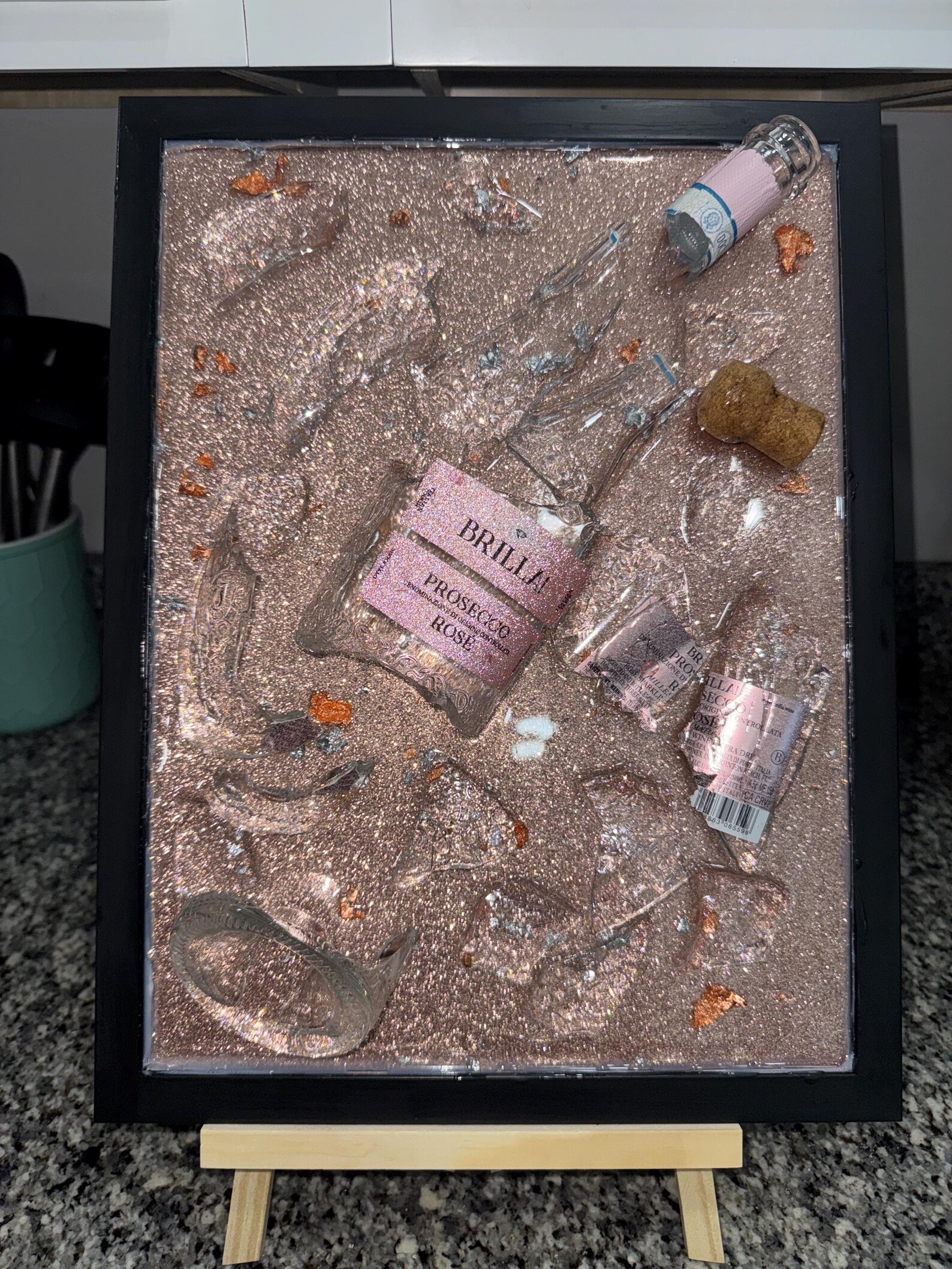 Brilla! Prosecco Rose Shattered Bottle Art Disasterpiece - Etsy
