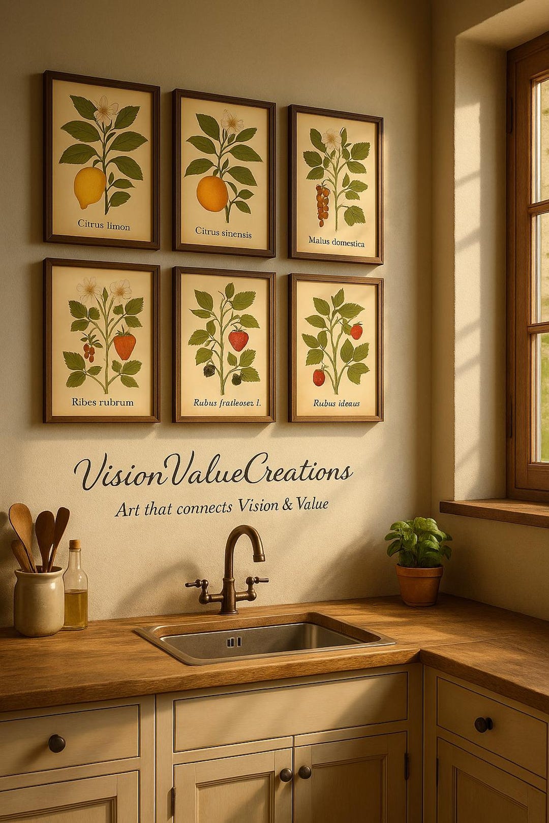 Botanical Wall Art Collage | Set of 8 Vintage Fruit & Plant Prints ...