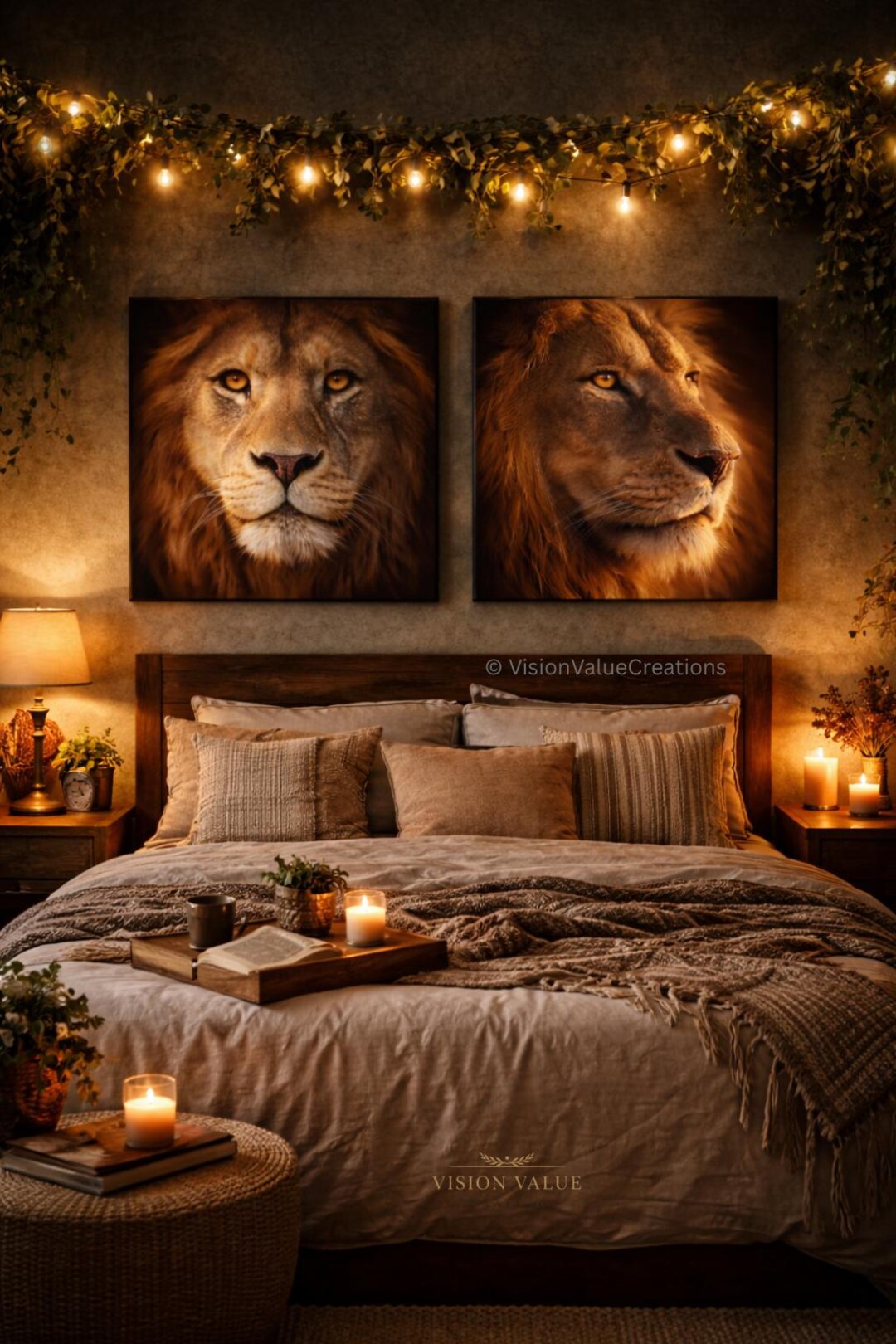 Majestic Lions – 2-piece Set | Digital Art Print | Front & Side Profile ...