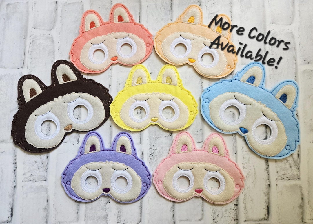 Labubu Monster Inspired Felt Masks. Adult and Child Sized. Pink, Grey ...