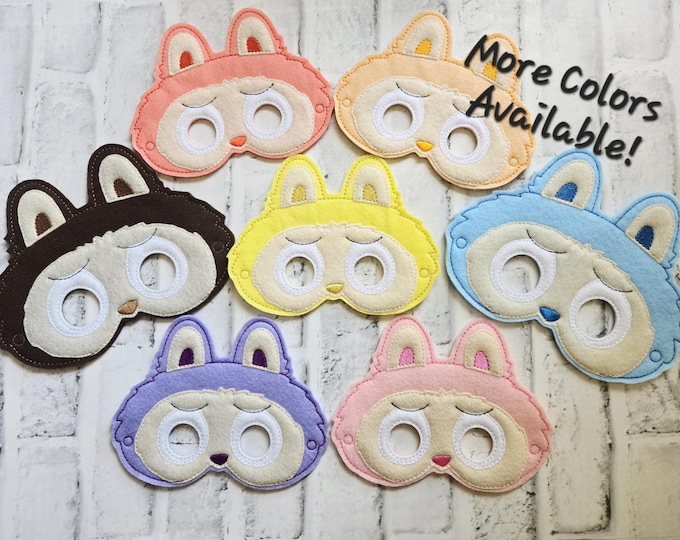 Labubu Monster Inspired Felt Masks. Adult and Child Sized. Pink, Grey ...