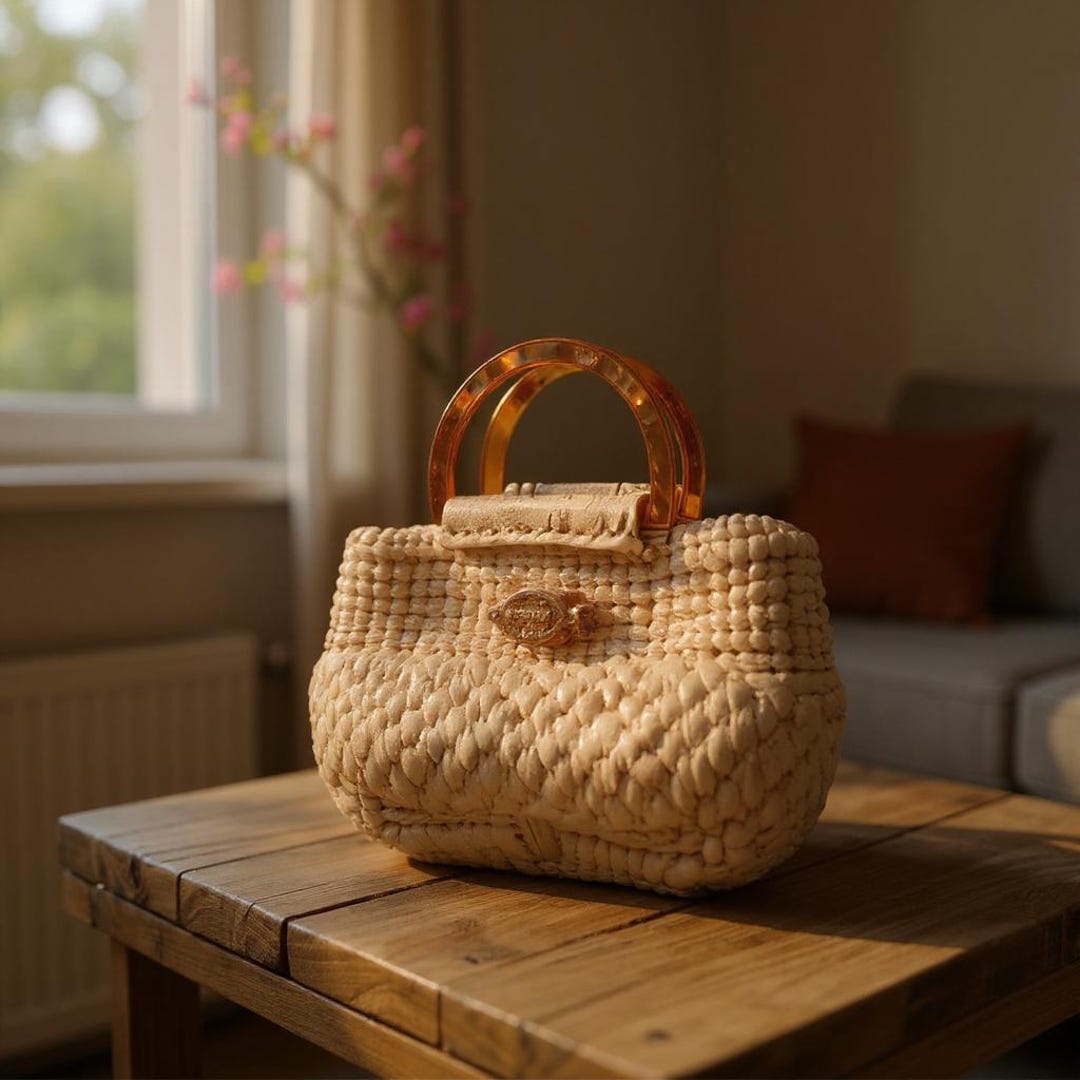 Perla | Beige Luxury Bag With Tortoiseshell Handles & Turtle Brooch ...