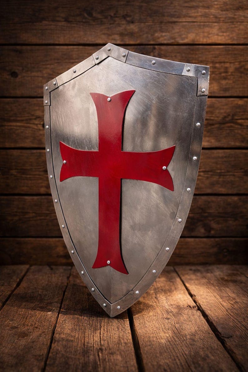 Medieval Templar Knight Shield | Wall Decor, Crusader Armor Prop - Etsy UK