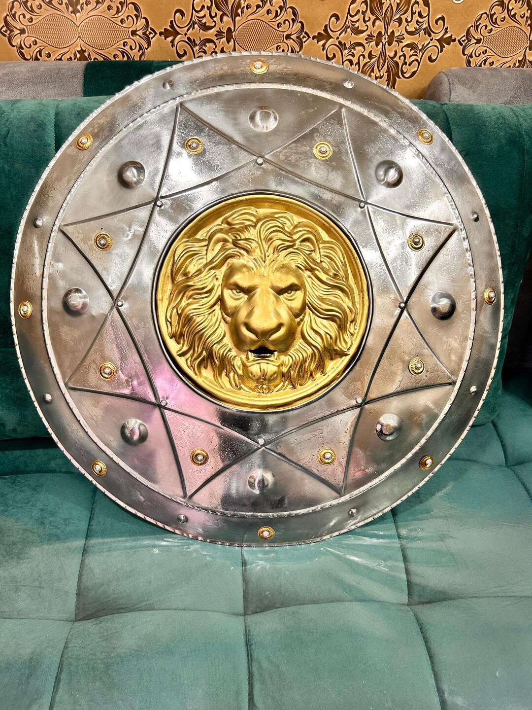 Medieval Lion Shield Wall Decor – Handcrafted Decorative Armor, Viking ...