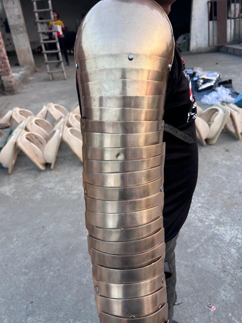 Brass Medieval Arm Armor Handmade Knight Gauntlet LARP Cosplay ...