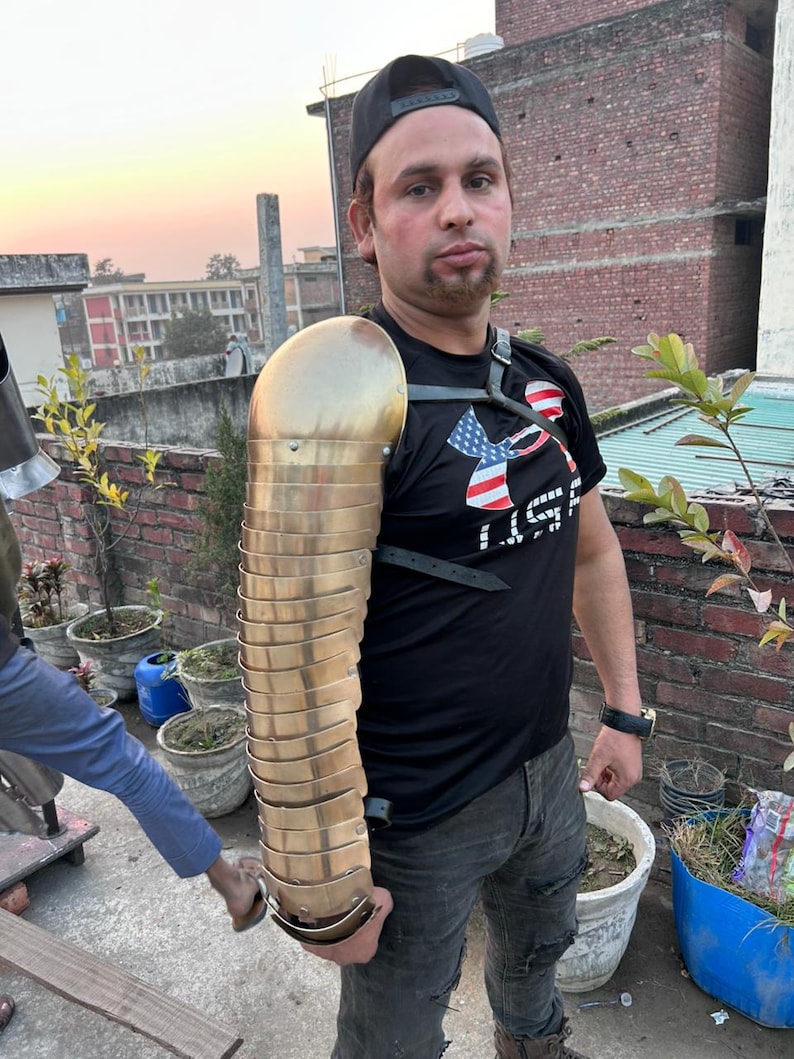 Brass Medieval Arm Armor Handmade Knight Gauntlet LARP Cosplay ...