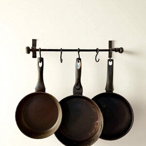 Handmade Wrought Iron Kitchen Rack With Hooks,rustic Wall Shelf, Unique ...