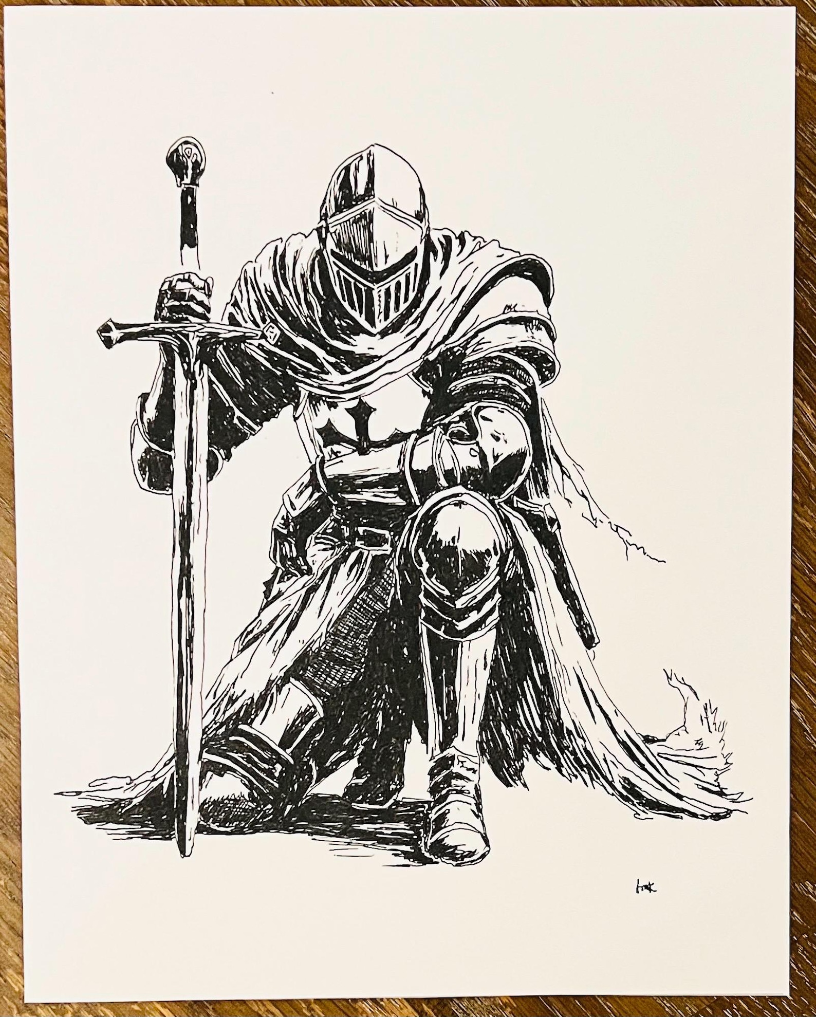 Crusader Knight Hand Drawn Print (11x14 Unframed) - Etsy