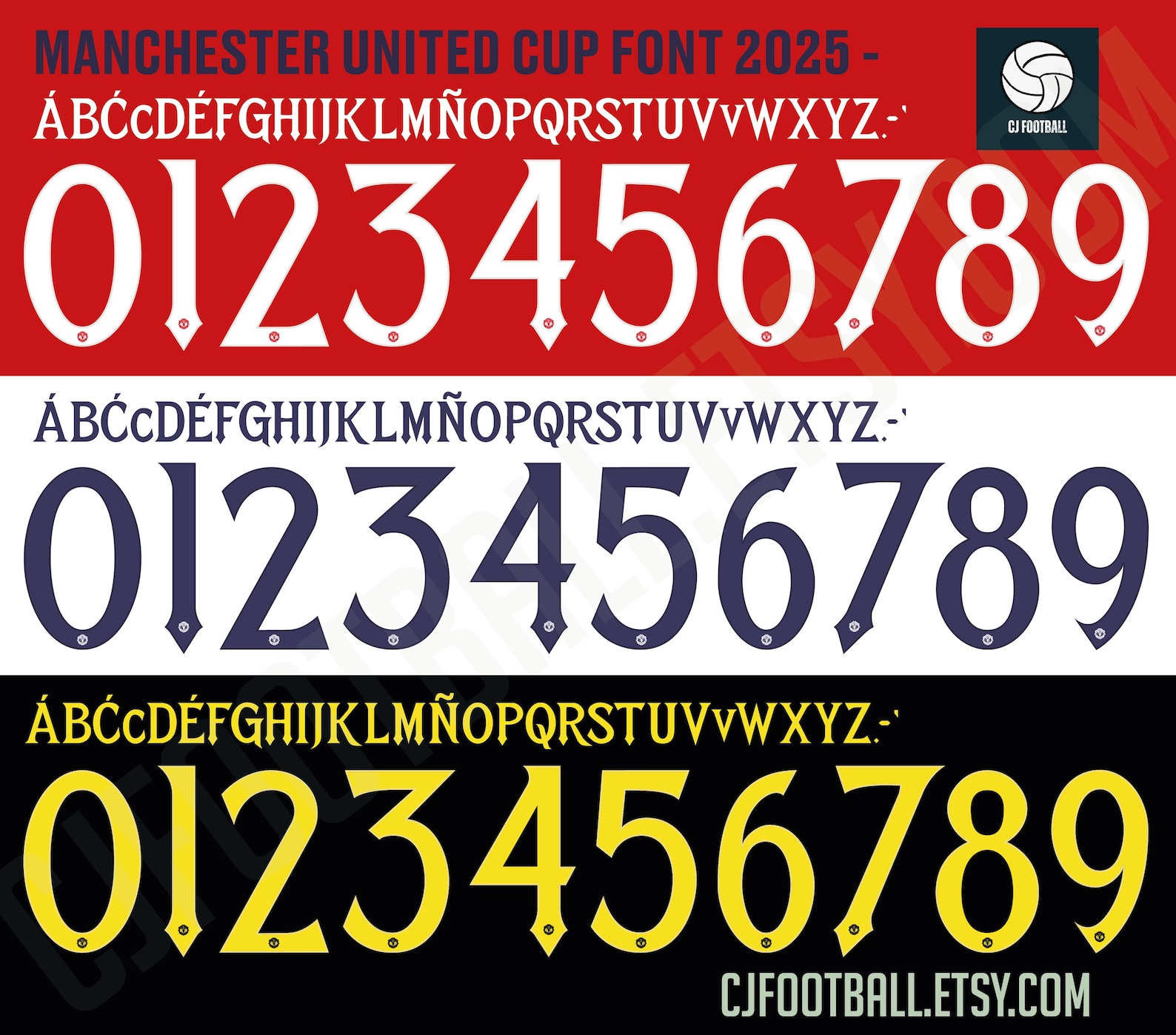 Manchester United 2025 Font: Jersey Number Typography (digital Download ...