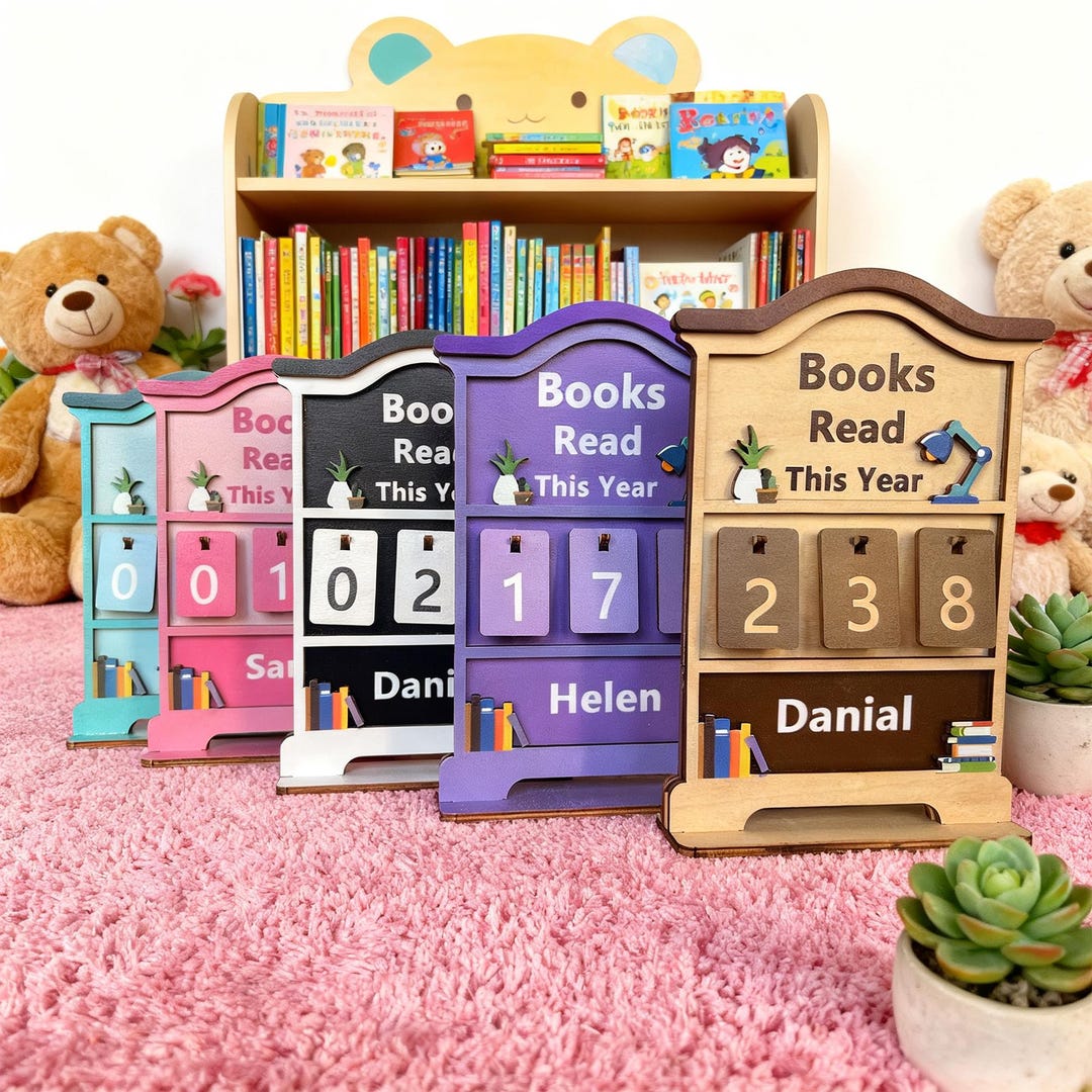Kidlit Tracker：personalized Wooden Book Reading Counter Custom Kids ...