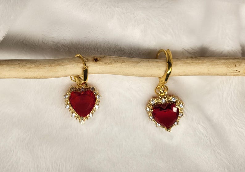 Hypoallergenic Heart Drop Earrings: Valentine's Day Jewelry - Etsy