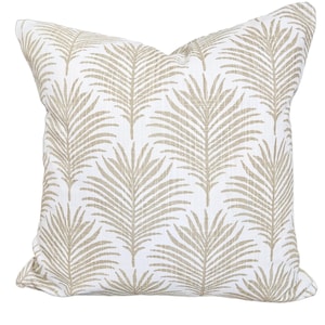 Coastal Palm Print Pillow Cover: Beige Slub Canvas Throw Pillow - Etsy