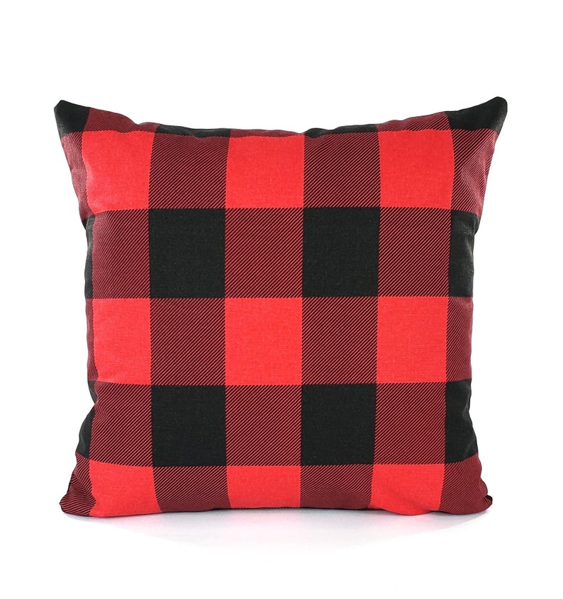 Christmas Pillow red Black Buffalo Check farmhouse Throw - Etsy