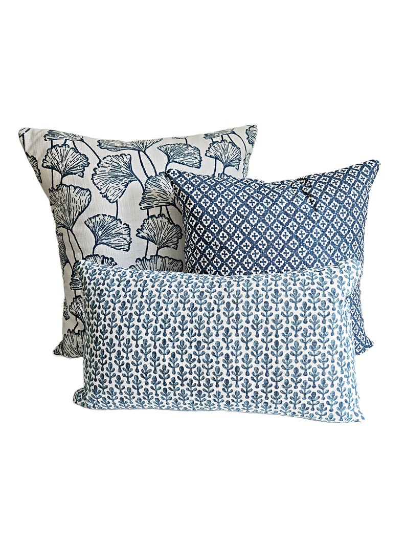Blue Pillows Teal Cushion Cover Blue and White Small Block Print Throw ...