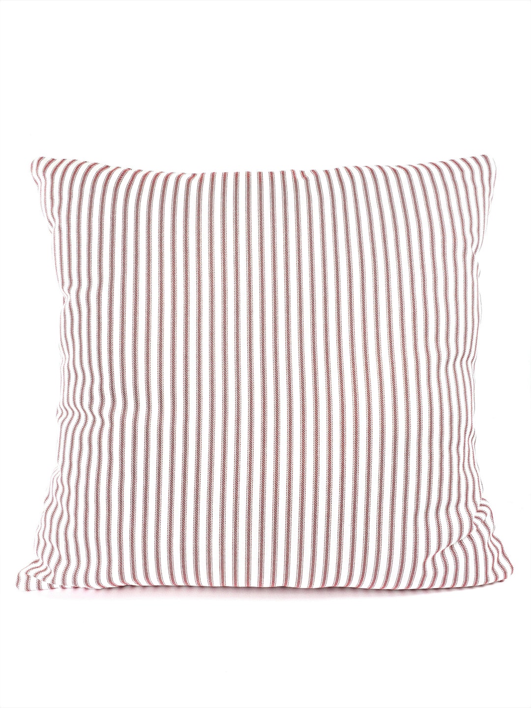 Red White Ticking Stripe Christmas Farmhouse Red Stripe Throw Pillow ...