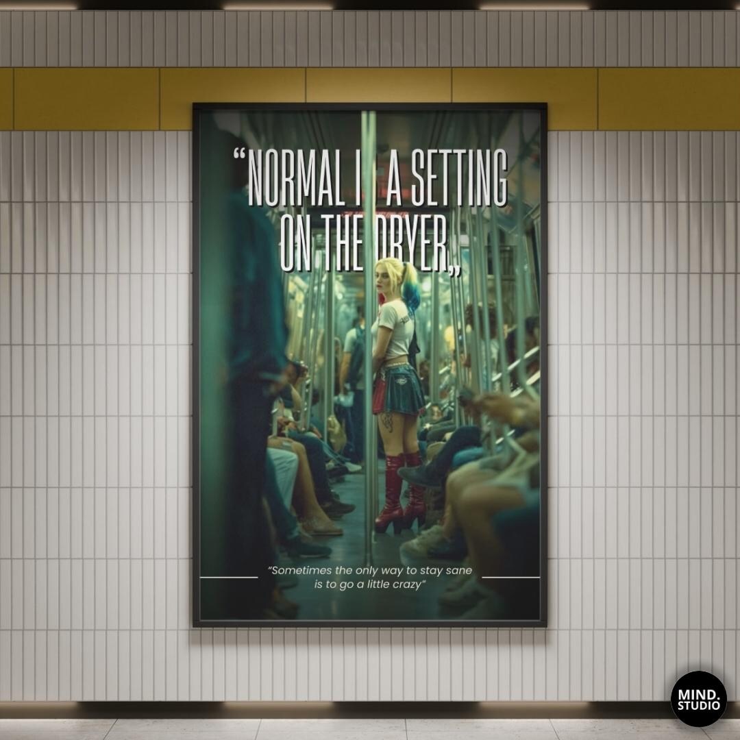 Harley Quinn Subway Poster | "normal is a Setting" Cinematic Print ...