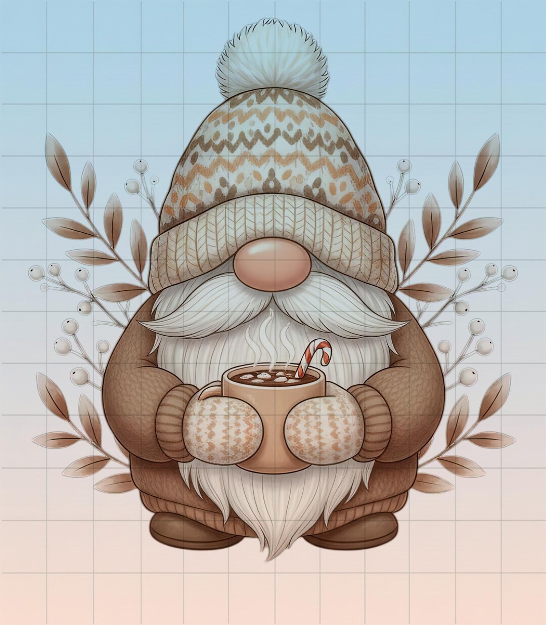 Cozy Winter Gnome PNG Clipart – Hot Cocoa Gnome With Neutral Boho ...