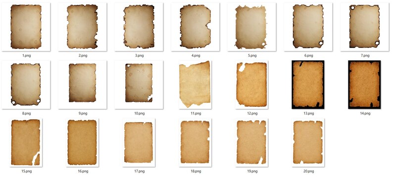 Old Paper Digital Backgrounds | 20 Burned Edge Vintage Papers | Antique ...