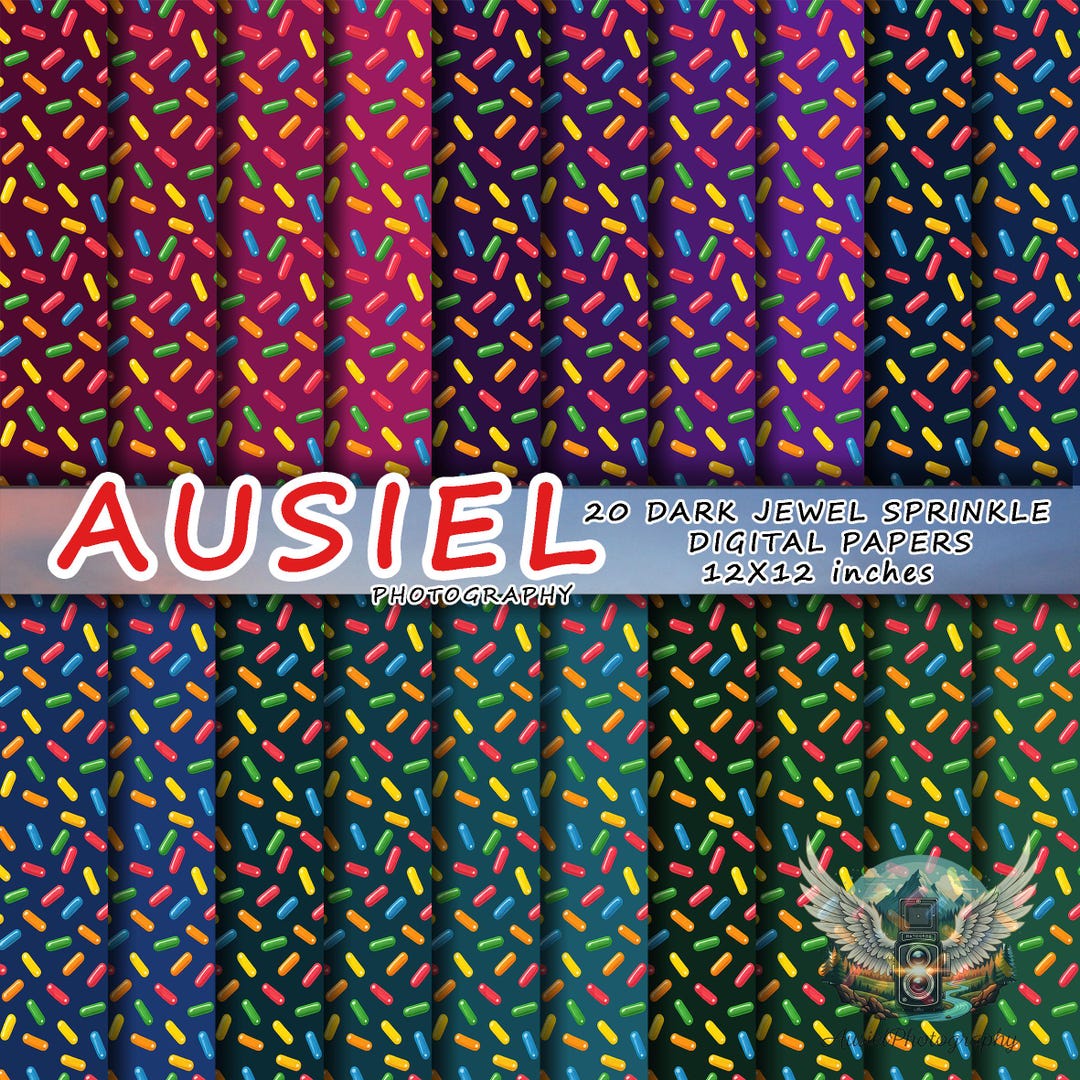 Dark Jewel Sprinkle Seamless Digital Paper | 20 Deep Colors | 12x12 ...