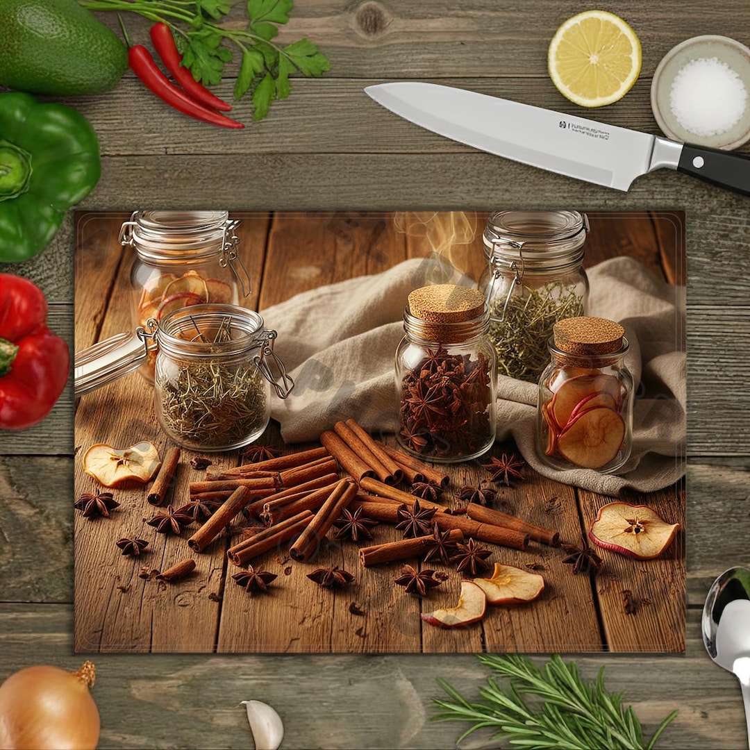 Rustic Spice Kitchen Cutting Board PNG – Cinnamon Sticks, Star Anise ...