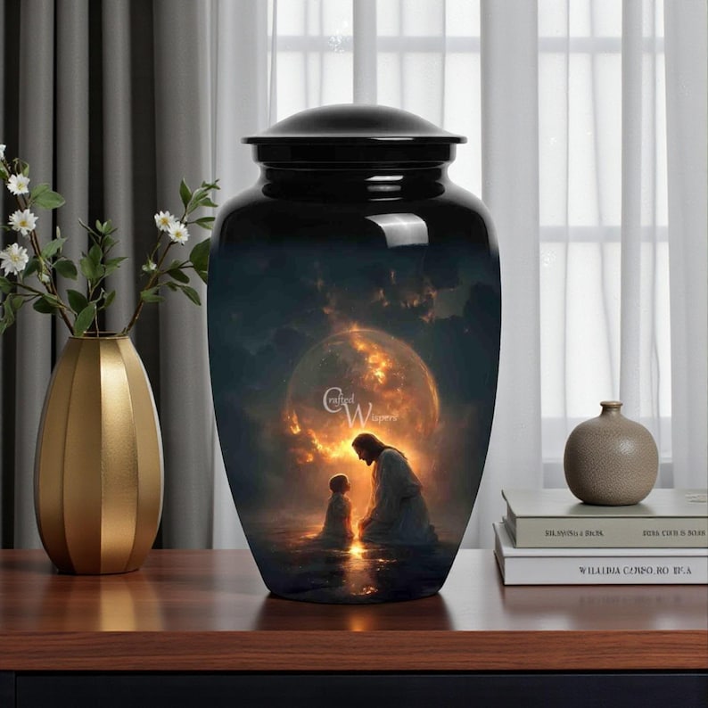Jesus Baptism Cremation Urn, Christian Memorial Urn for Ashes, Faith ...