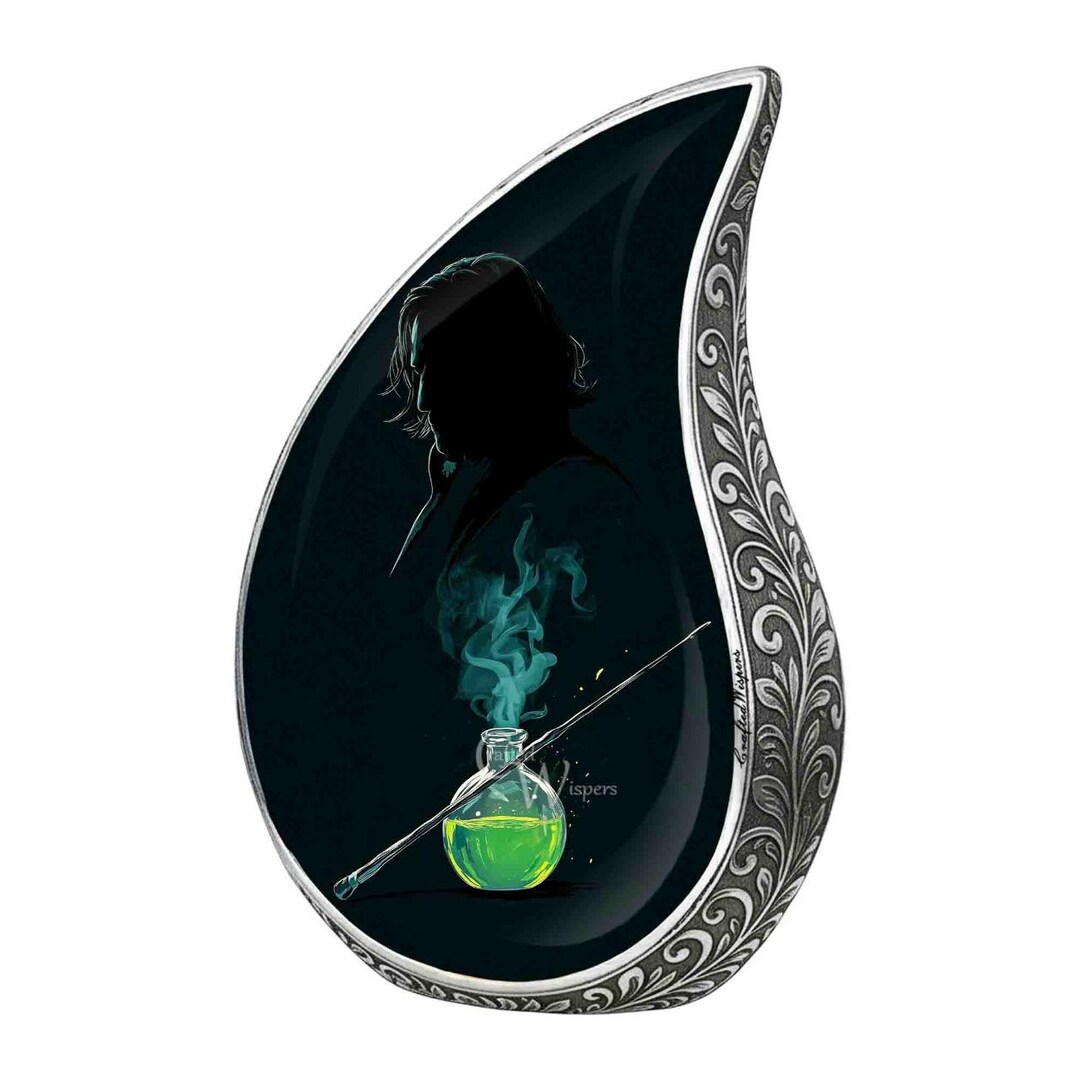 Wizard Silhouette Cremation Urn, Magic Potion Memorial Urn, Fantasy ...