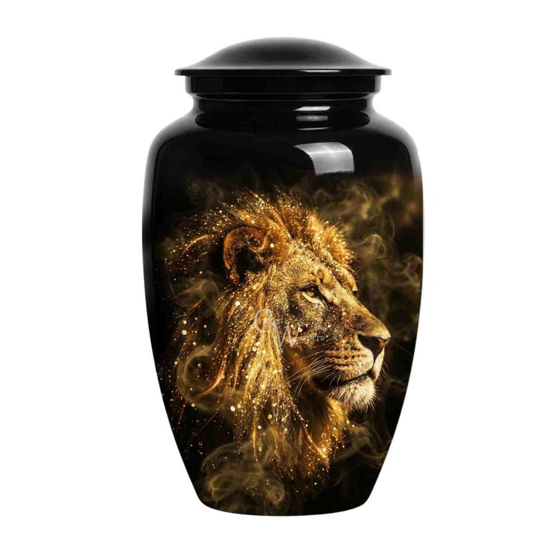 Lion Cremation Urn, Majestic Lion Urn for Ashes, Golden Lion Memorial ...