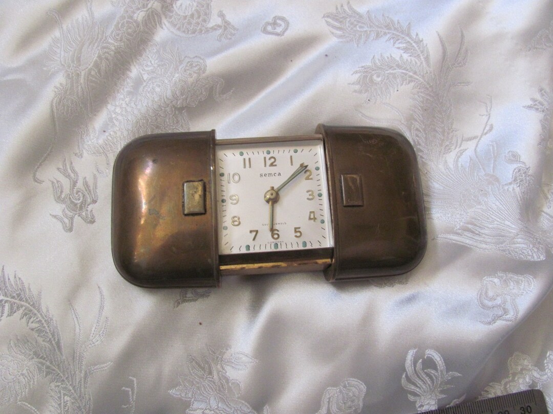 Vintage Semca Travel Alarm Clock in Closeable Brass Case Seven - Etsy UK