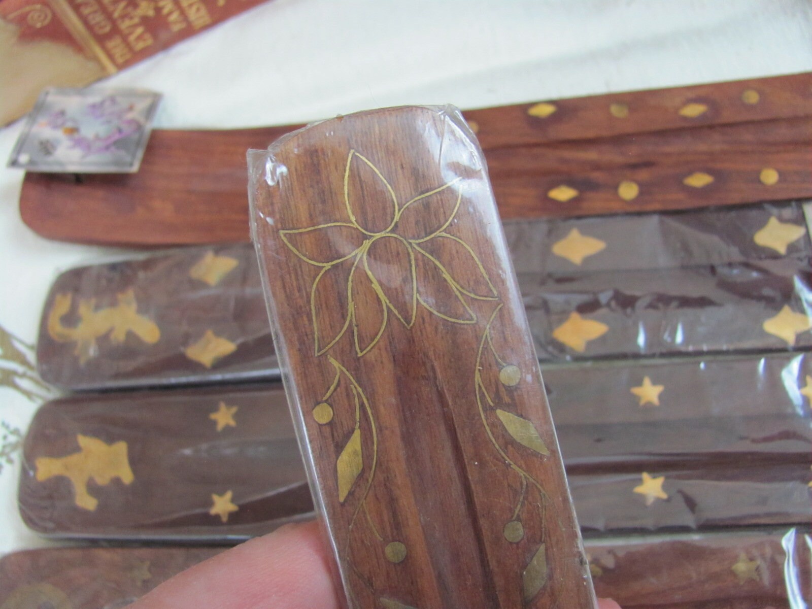 Vintage Wood Carved Inlay Stick Incense Burner Ash Tray New | Etsy