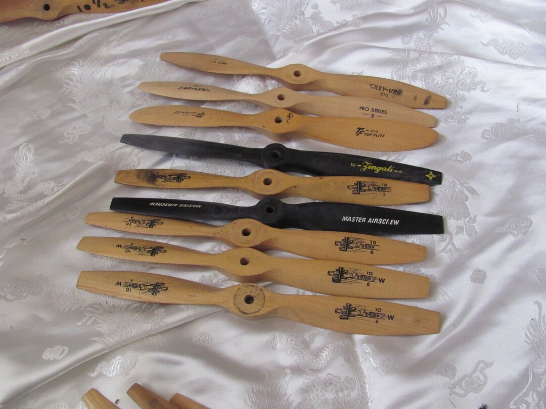 Lot of 9 Vintage Wood Model Airplane Propellers Assorted 10" Length ...