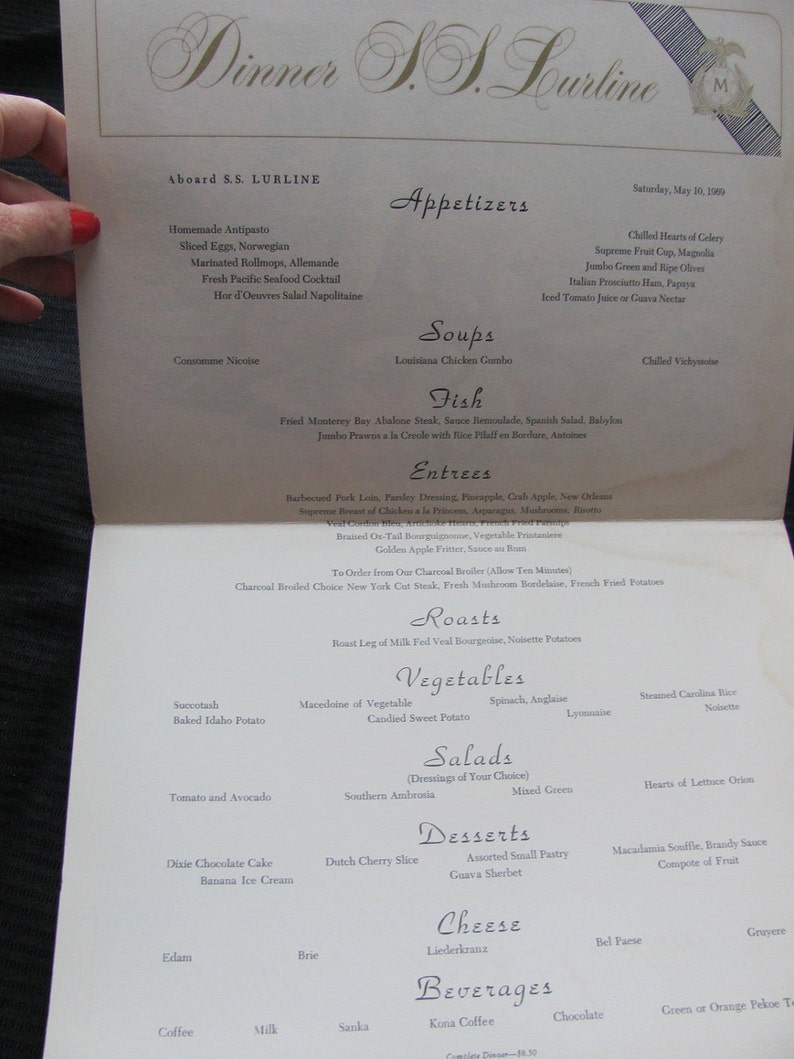 Vintage Matson Lines Cruise Ship Menu Illustration by - Etsy