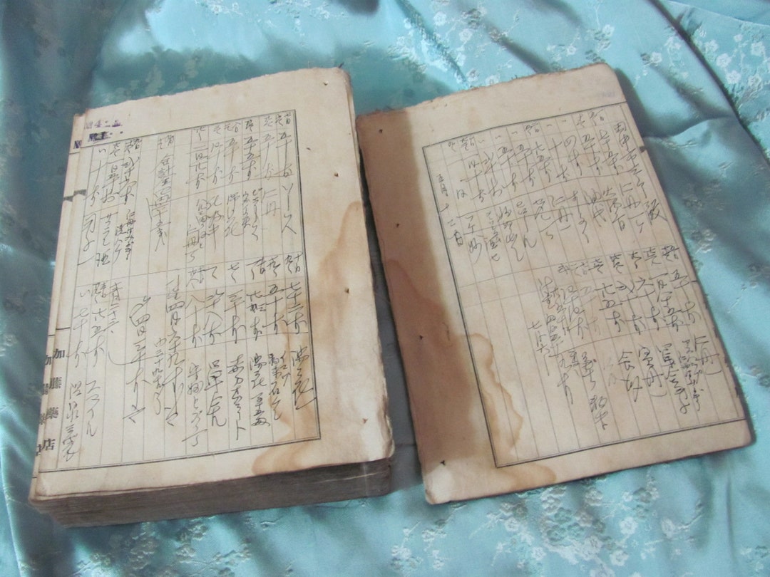 5 Pages Each Early Century Japanese Asian Ledger Accounting Book 11" X ...
