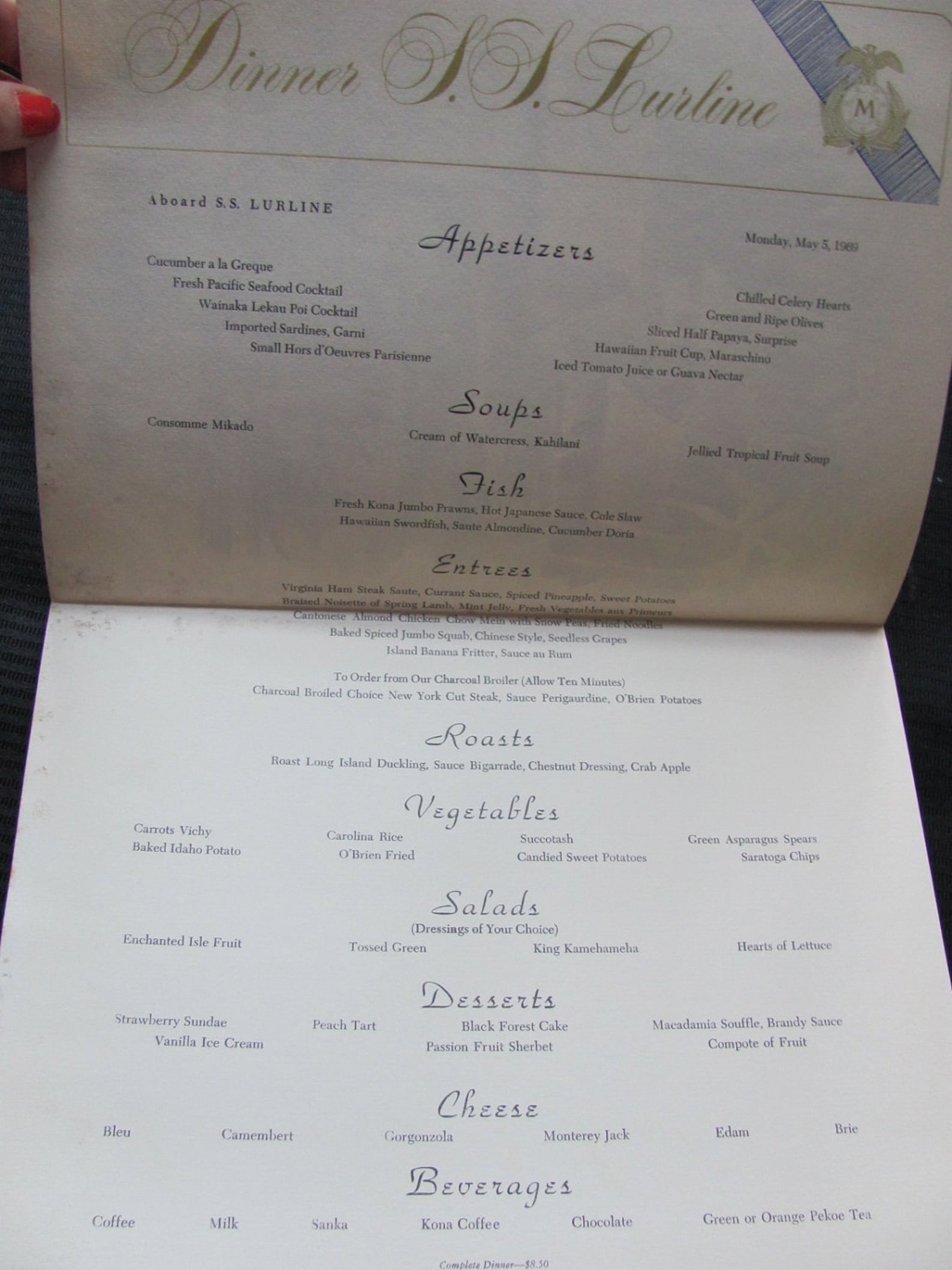 Vintage Matson Lines Cruise Ship Menu Illustration by - Etsy