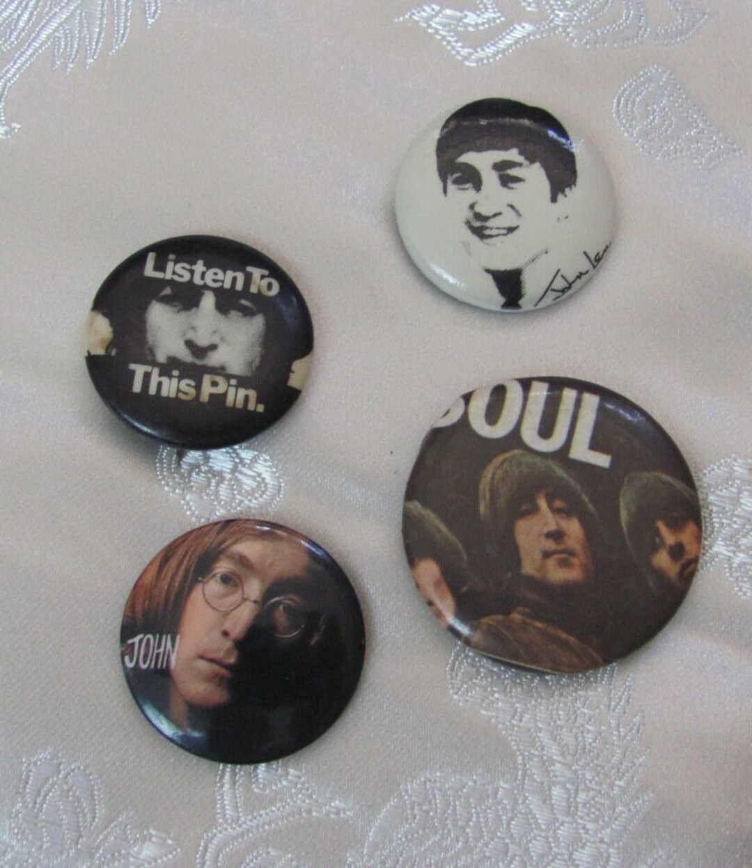 John Lennon Lot of 4 Pin Back Buttons Lapel Pins Original Vintage Not ...