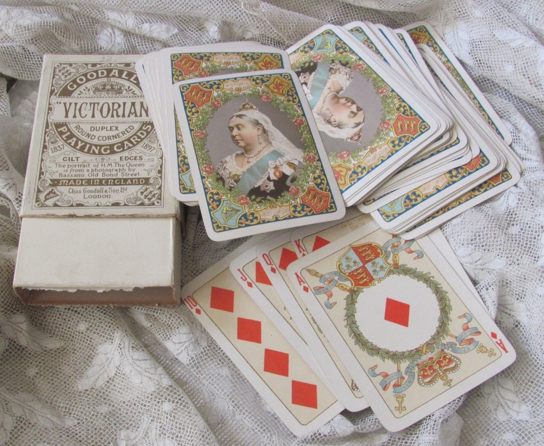 Goodall's Victorian Playing Cards Deck Box Complete Circa 1897 Gold ...