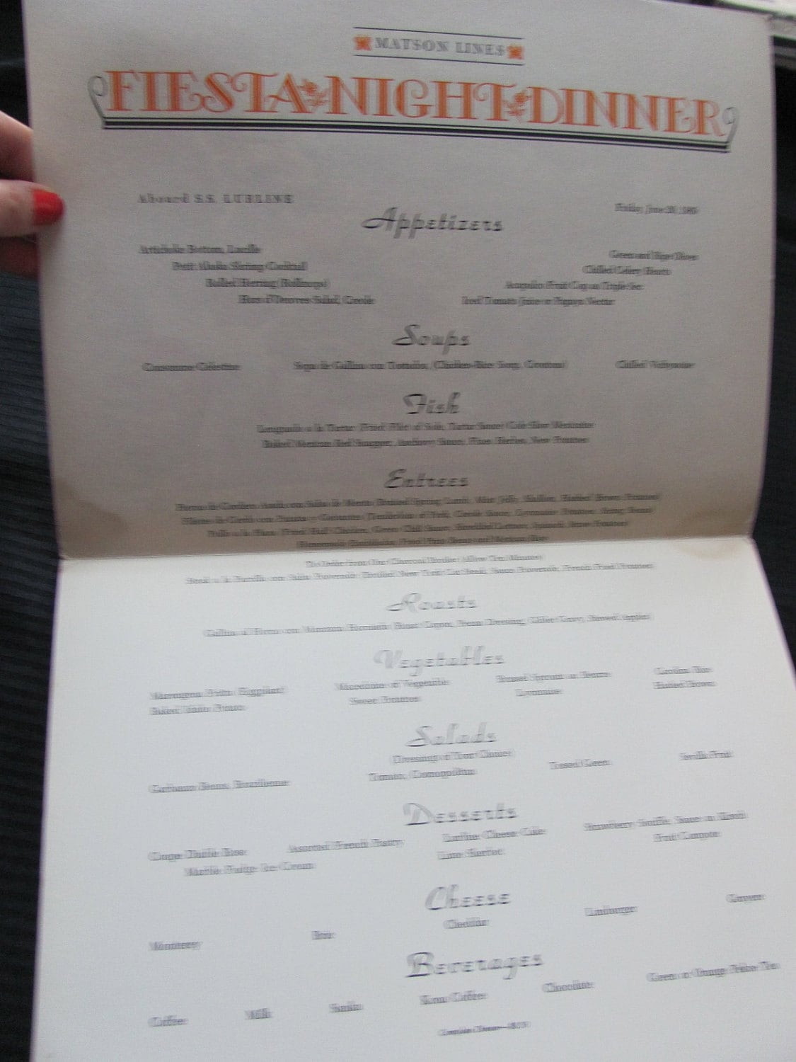 Vintage Matson Lines Cruise Ship Menu Illustration by | Etsy