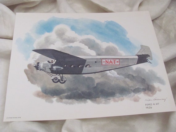 Vintage United Airlines Print Poster Ford 4-AT 1926 | Etsy