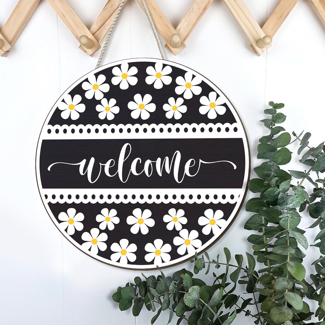Handmade Daisy Welcome Sign - Farmhouse Door Decor - Etsy