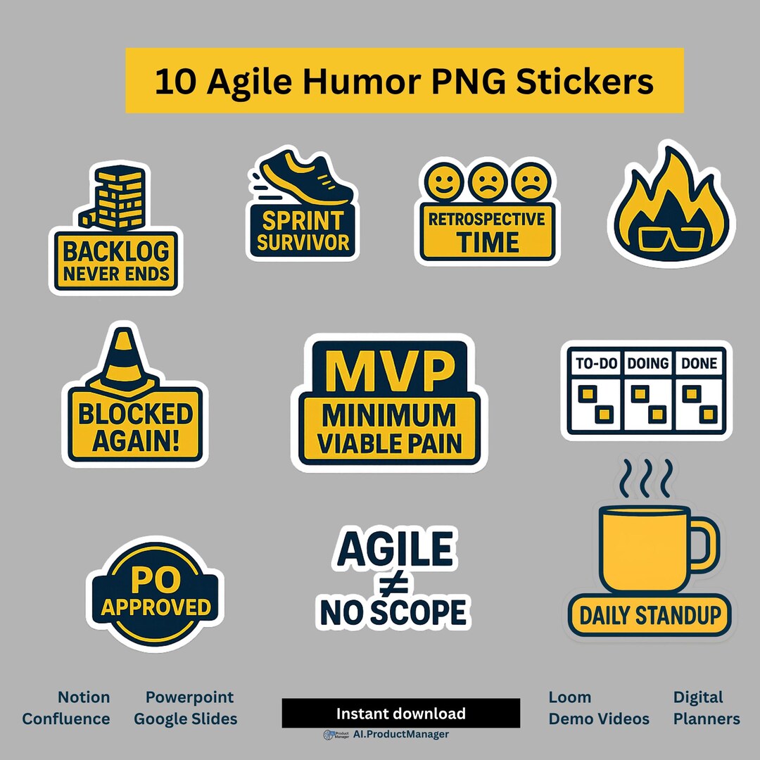 Agile & Scrum Humor Stickers: Digital PNG Set (10 PNG) - Etsy UK