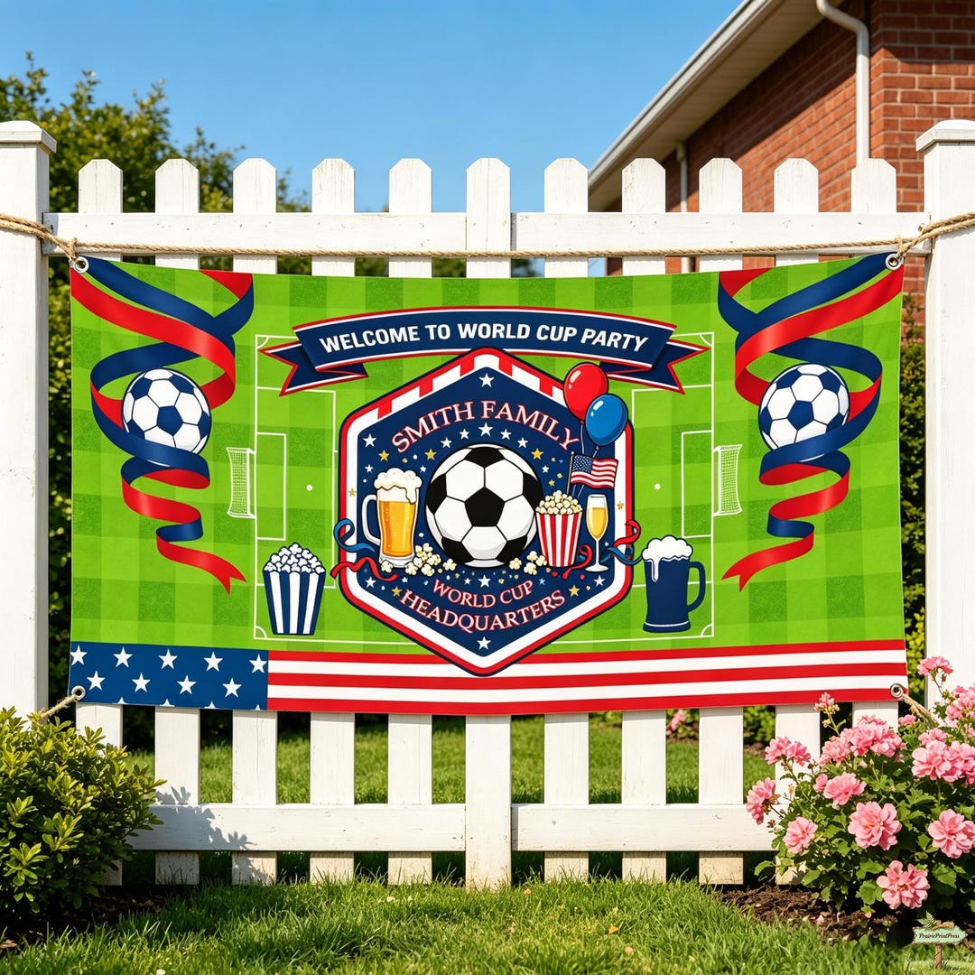 Custom 2026 World Cup Banner, Soccer Party Backdrop, Family Watching ...