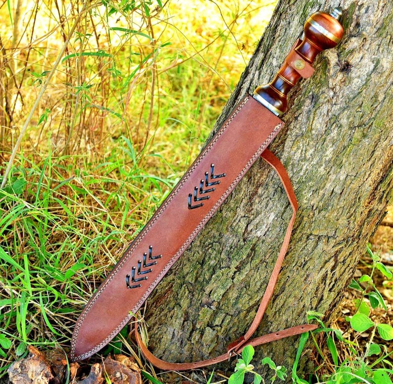 Handmade Damascus Steel Roman Gladius Sword – Leather Sheath, Medieval ...