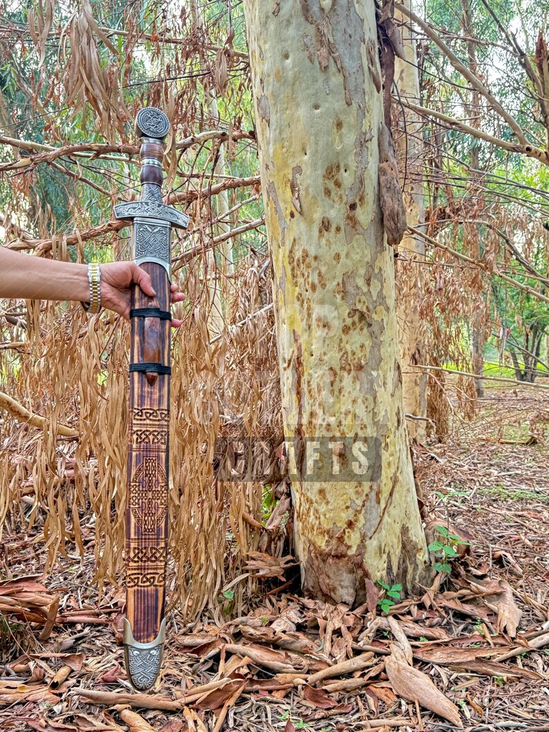 Handcrafted Viking Sword: Stainless Steel Blade, Wooden Scabbard ...