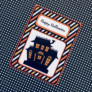 Haunted House Halloween Card With Matching Embellished - Etsy