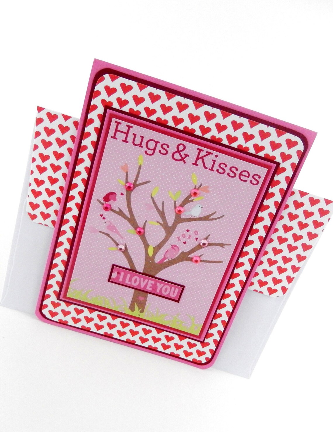 Valentine's Day Hugs and Kisses Card With Matching Embellished Envelope ...