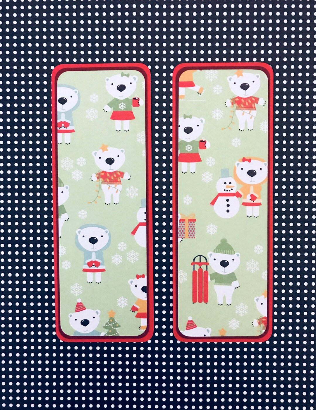Polar Bear Christmas: Paper Bookmarks, Book Lovers, Handmade Bookmarks ...