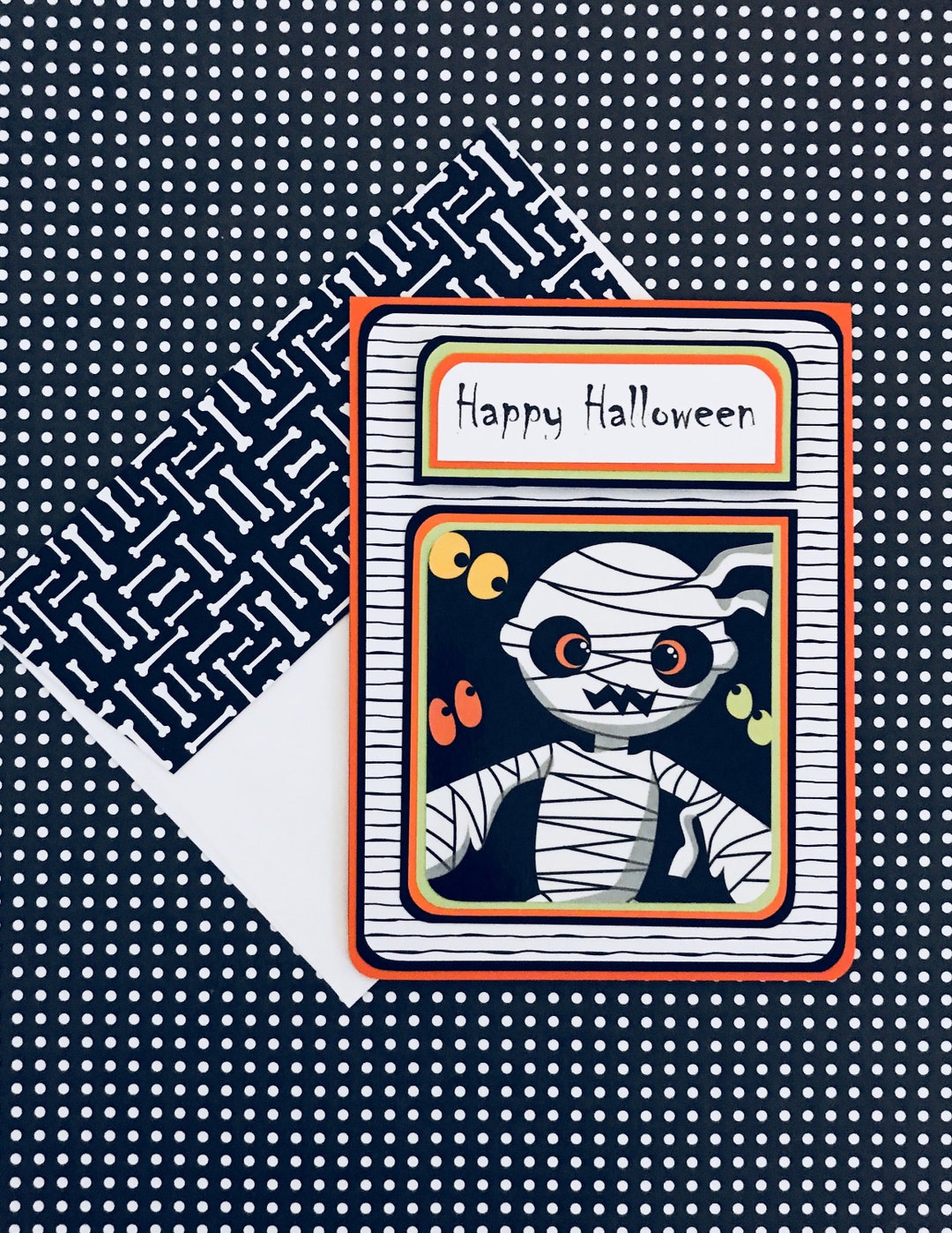 Halloween Mummy Card With Matching Embellished Envelope [TOP FOLD] - Etsy
