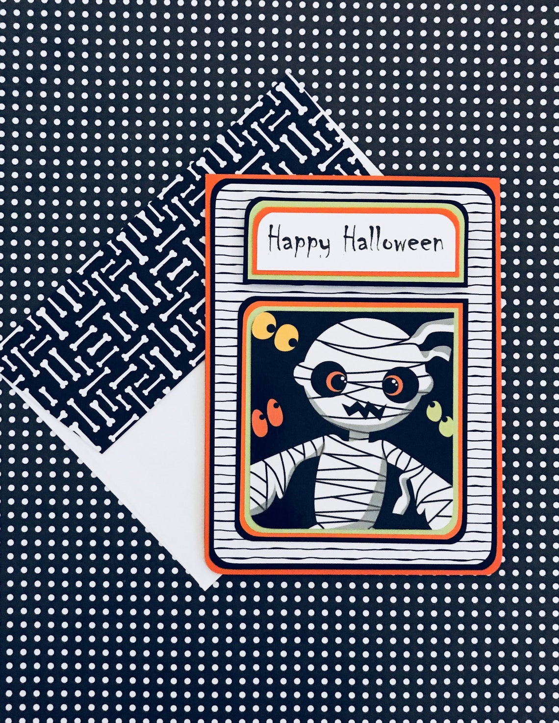 Halloween Mummy Card With Matching Embellished Envelope [TOP FOLD] - Etsy